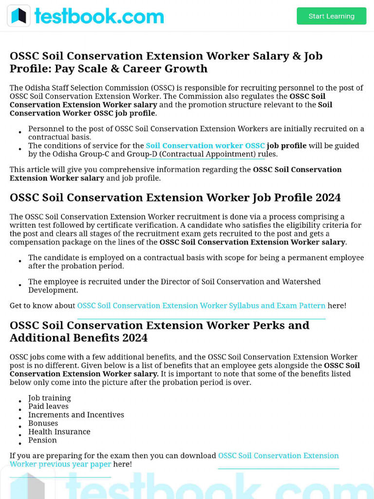 OSSC Soil Conservation Extension Worker Salary & Job Profile - Pay ...