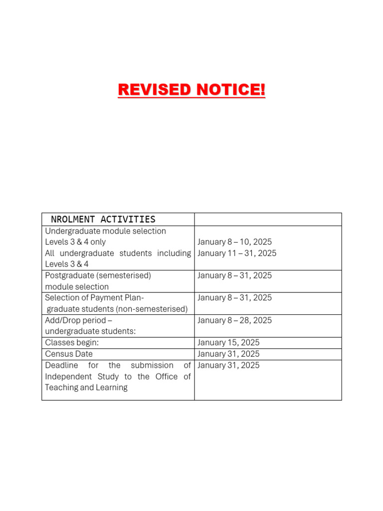 Enrolment Dates for Semester 2, AY2024/25 | PDF
