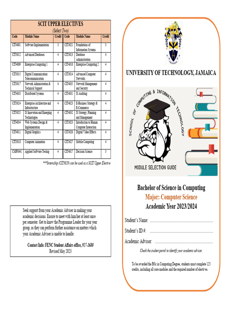 Module Selection Guide Bsc In Computing Major Computer Science Pdf Computer Programming