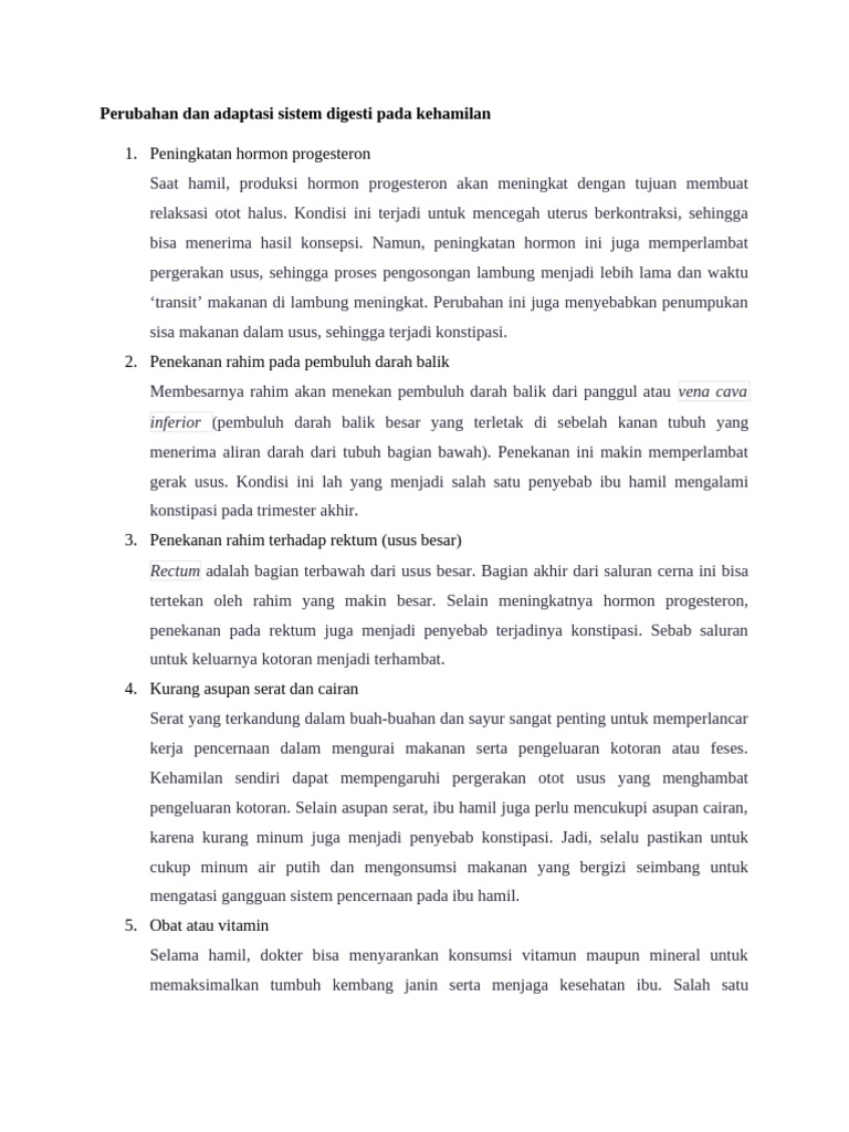 Perubahan Dan Adaptasi Sistem Digesti Pada Kehamilan | PDF
