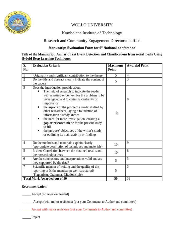Amharic Text Event Detection and Classifications from social media Using Hybrid Deep learning ...