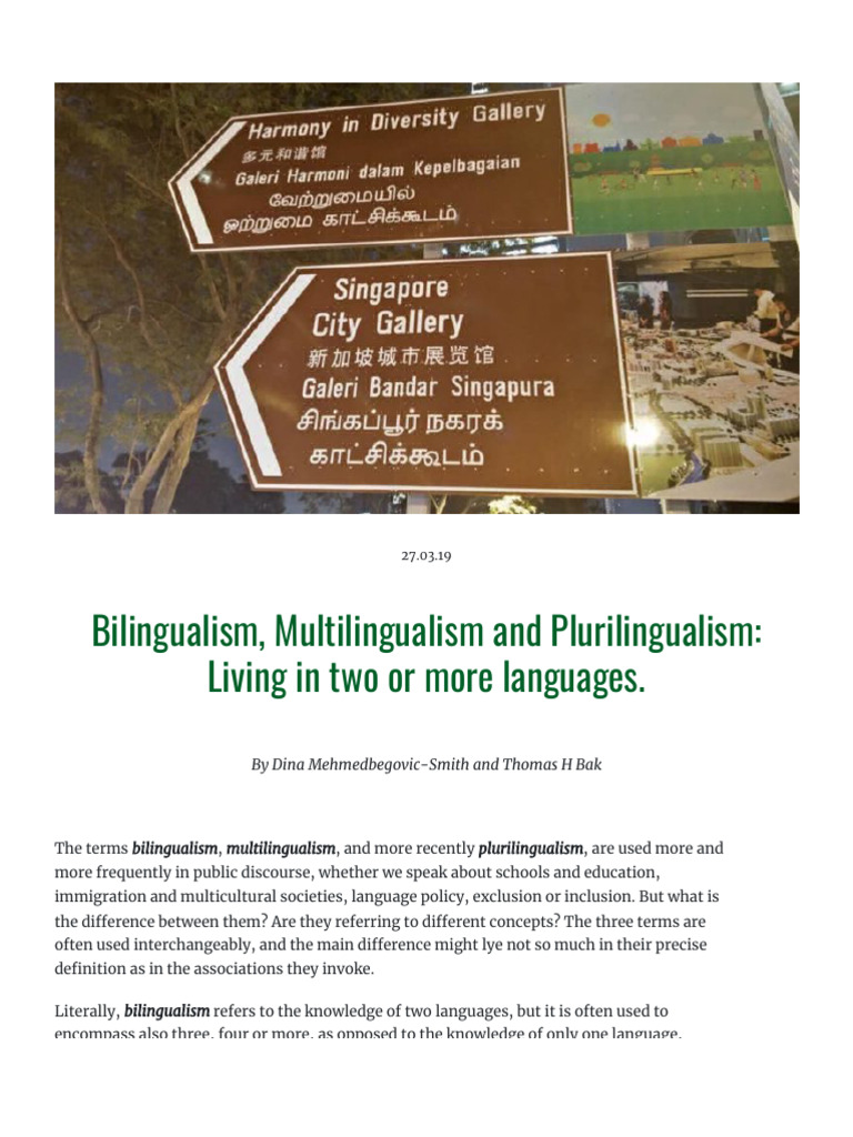 Bilingualism Multilingualism and Plurilingualism Living in Two | PDF | Multilingualism | First ...