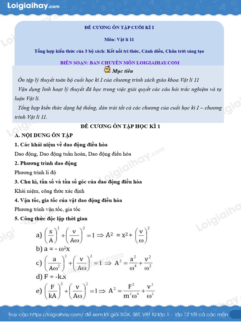 De Cuong On Tap Hk1 Vat Li 11 Co Dap An 1732268456 | PDF