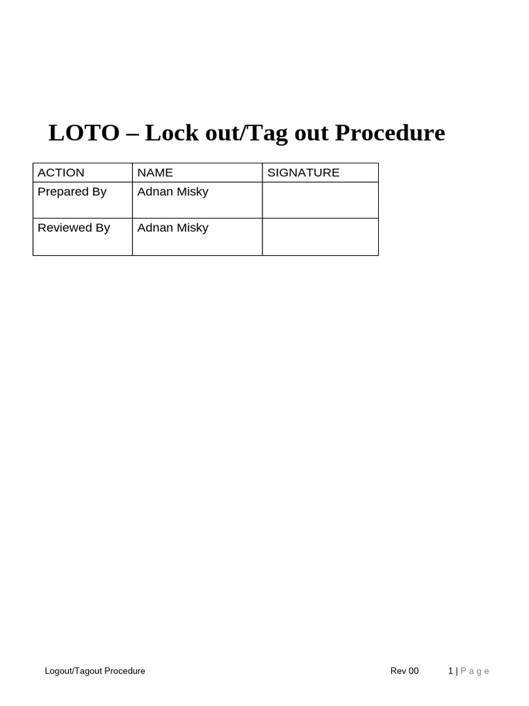 LOTO Procedure for Safety Compliance | PDF | Electrical Engineering ...