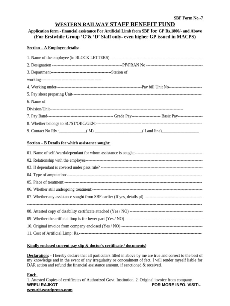 sbf-form-7-application-form-financial-assistance-for-artificial-limb | PDF