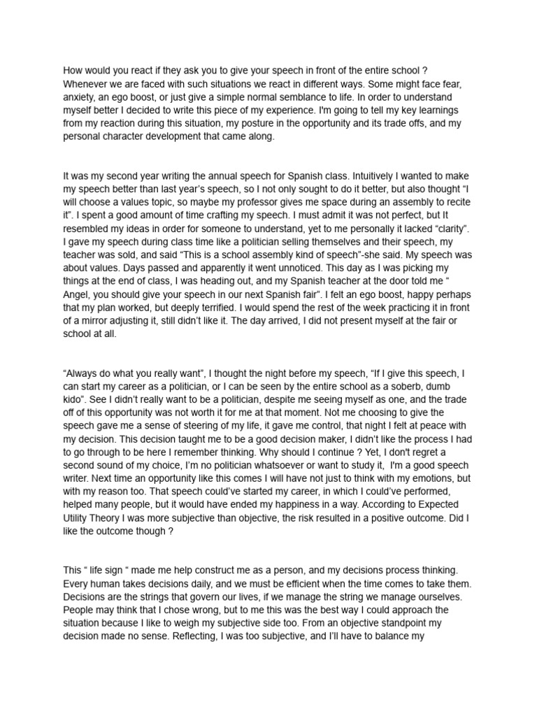 Reflective Essay | PDF | Decision Making | Behavioural Sciences