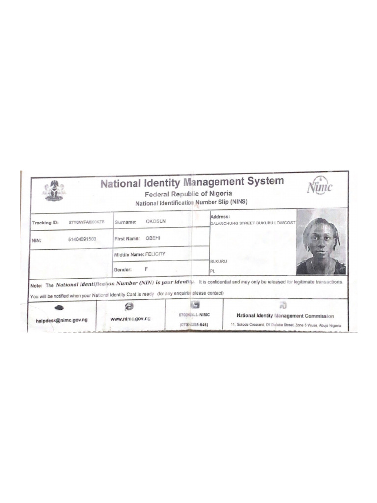 National Identity Management System | PDF