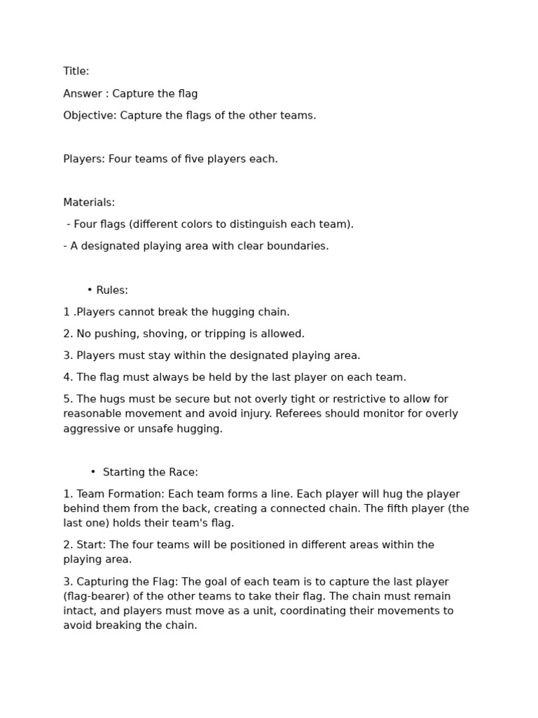 Capture the Flag Team Game Rules | PDF