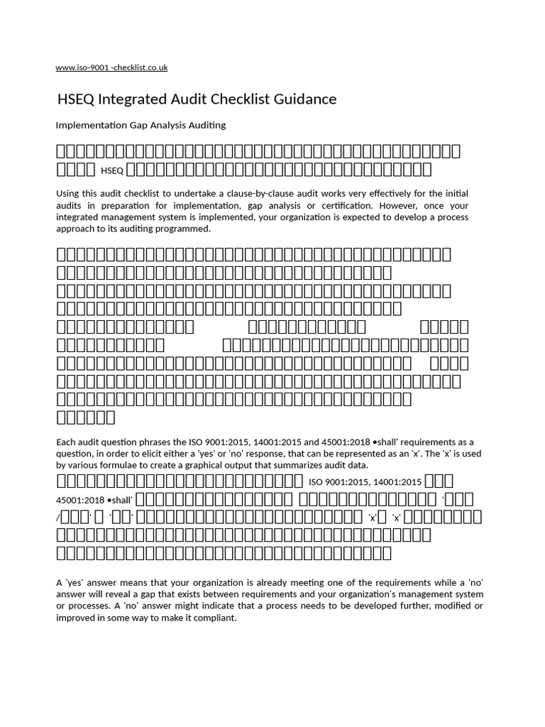 HSEQ Integrated Audit Checklist Guidance: Implementation Gap Analysis ...