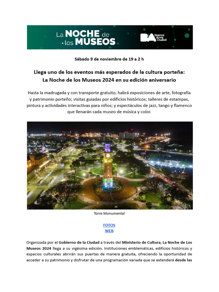 Museos-del-Gobierno-de-la-Ciudad-Noche-de-los-Museos | PDF | Buenos Aires | Museo