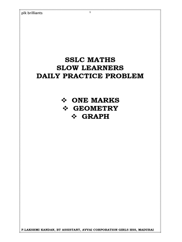 10th Maths Slow Learner Questions English Medium PDF Download | PDF | Circle | Sphere