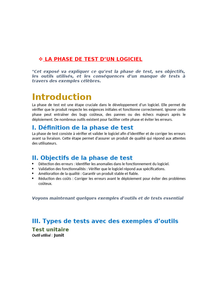 Importance de la phase de test logiciel | PDF | Test de logiciel | Bug ...