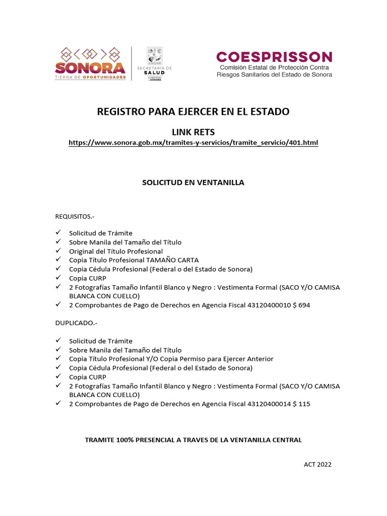 Requisitos para Permiso para ejercer | PDF