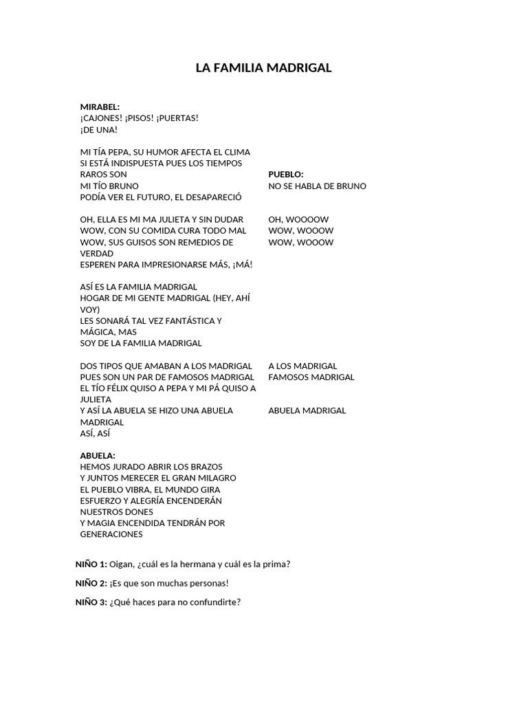 La Familia Madrigal - Letra | PDF