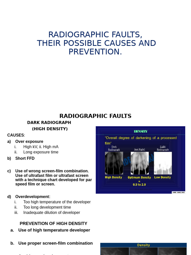 Radiographic Faults, Causes and Prevention | PDF | Radiography ...