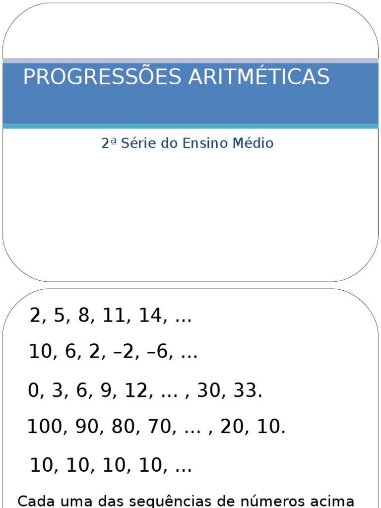 Progressões Aritméticas - Teoria | Sequência | Analise matemática
