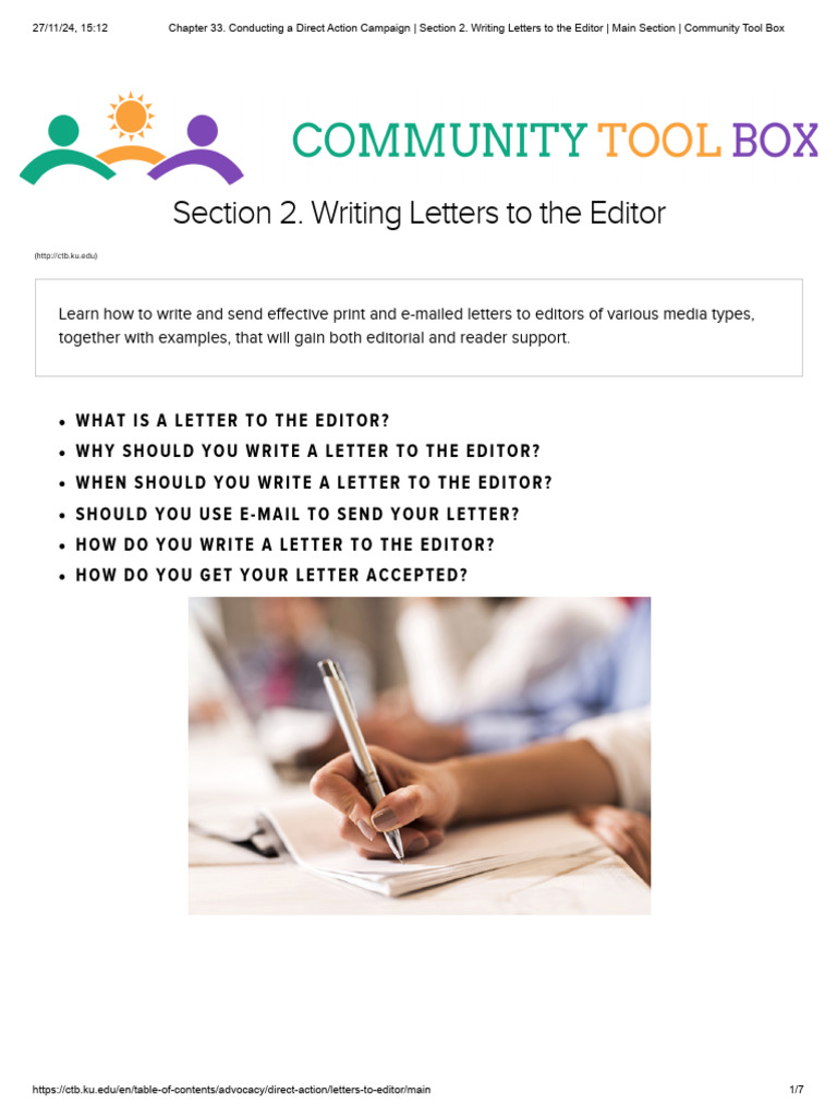 Chapter 33. Conducting A Direct Action Campaign - Section 2. Writing ...