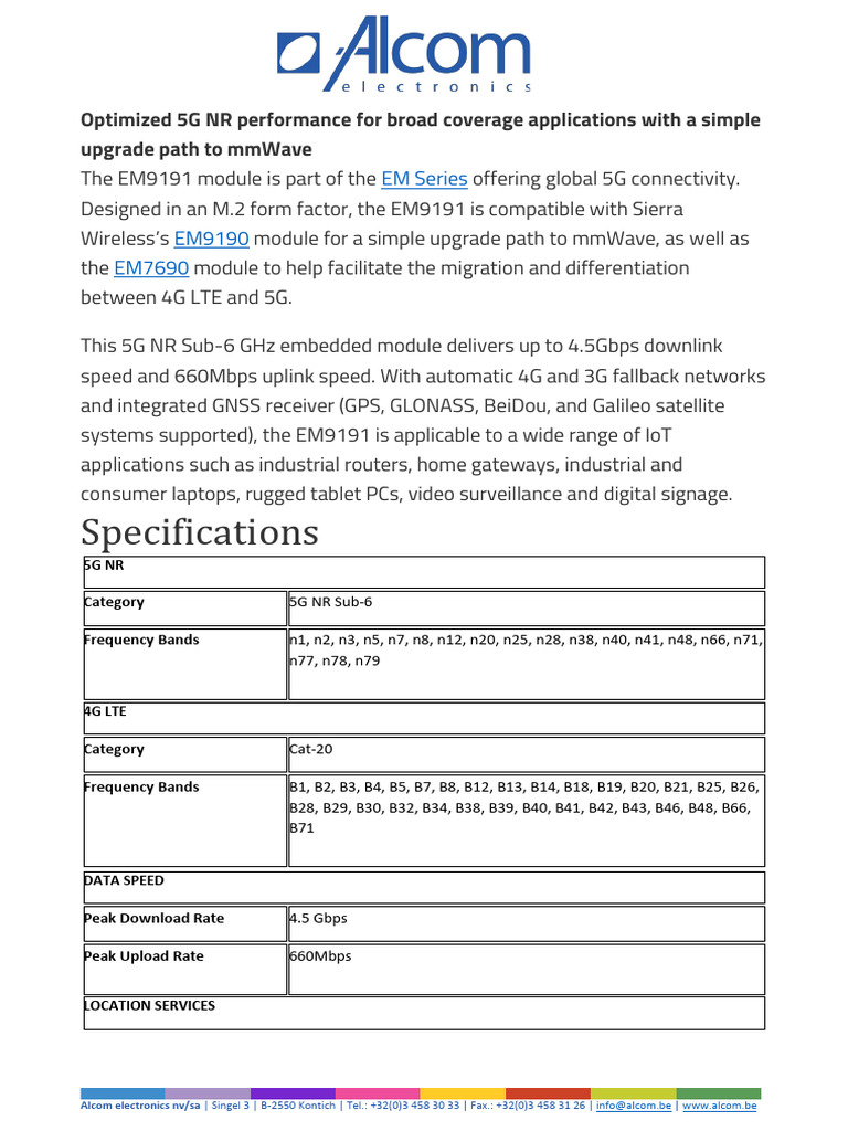 EM9191 | PDF | 4 G | Lte (Telecommunication)