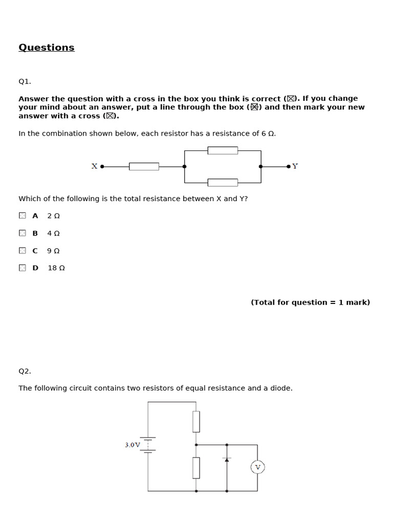 Resistor and Circuit Analysis Questions | PDF | Electrical Resistance ...