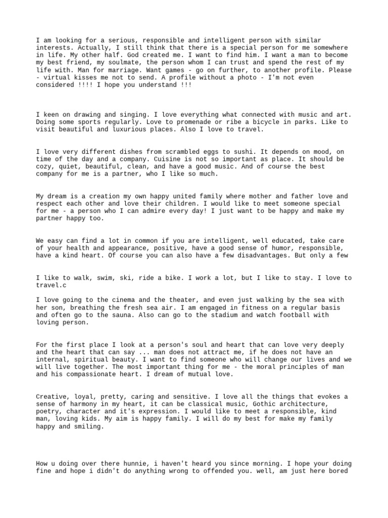 Profile Text | PDF | Love | Family