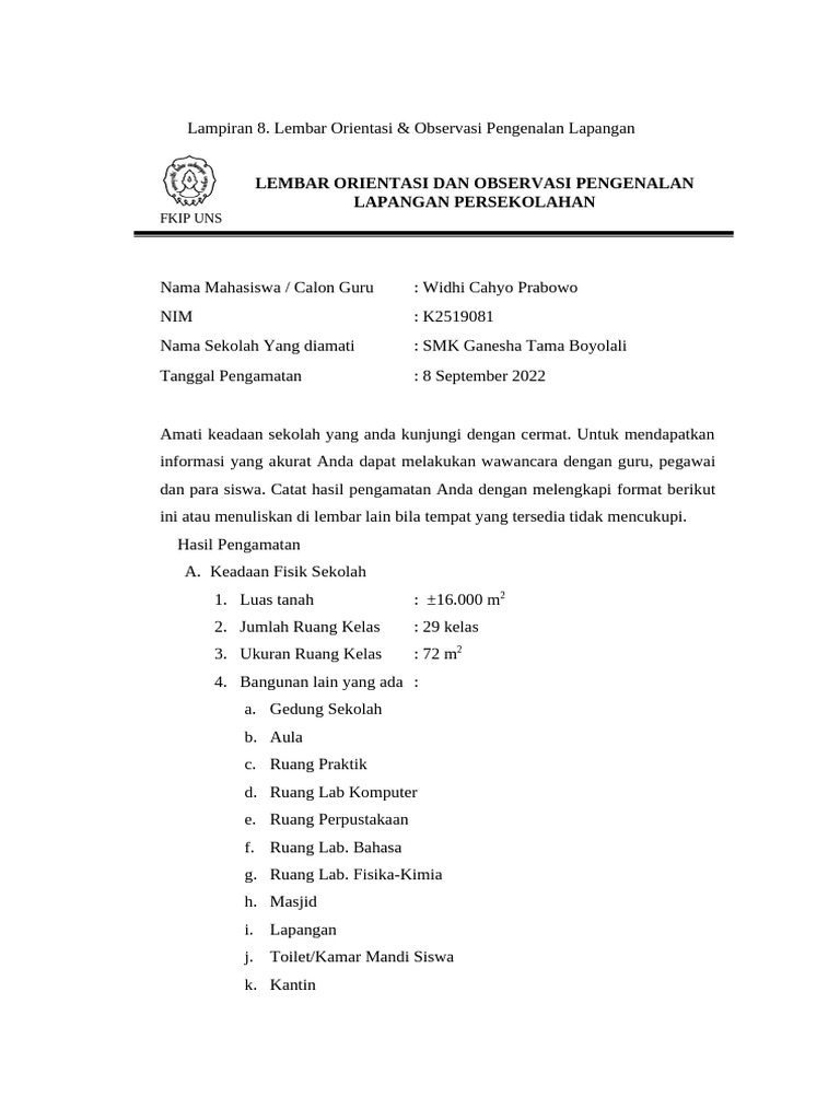 Lampiran_8._Lembar_Orientasi_&_Observasi_Pengenalan_Lapangan[1] | PDF