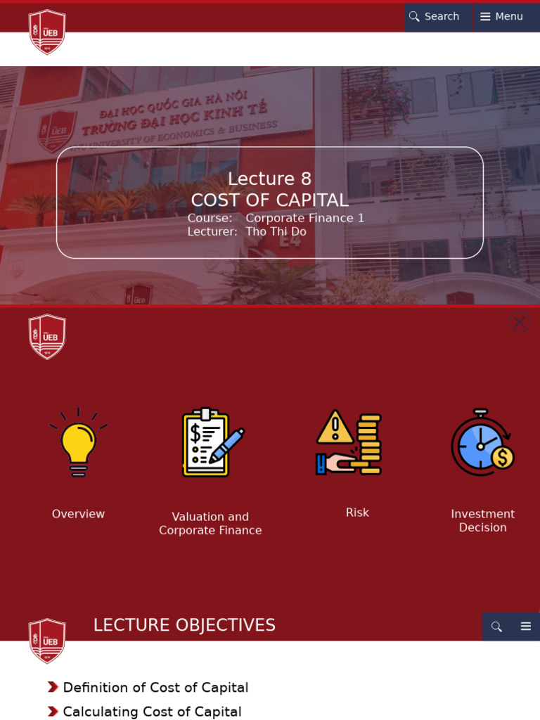 CF1_Lec8_Cost_of_Capital | PDF | Cost Of Capital | Debt