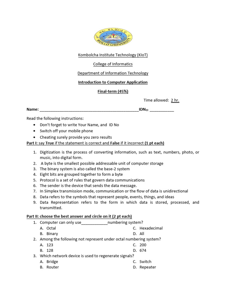 Comp App (Final-Term) | PDF | Bit | Computing
