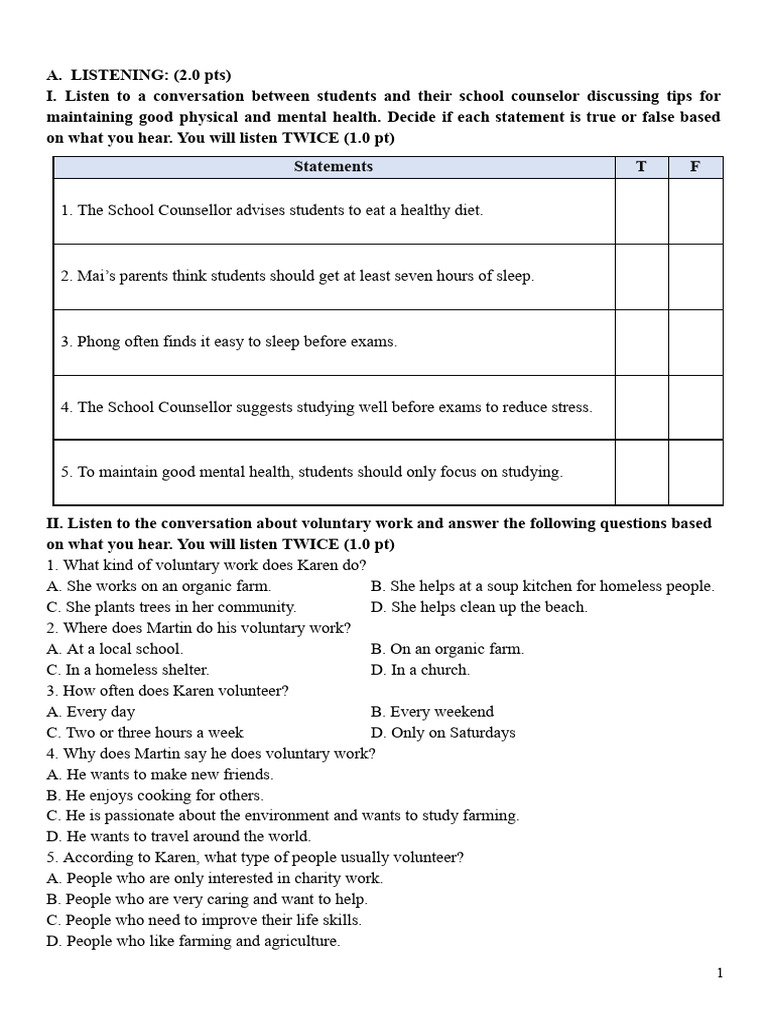 ĐỀ A - ANH 9 - MIDTERM TEST -GLOBAL SUCCESS NGỌC THẠCH | PDF | Volunteering