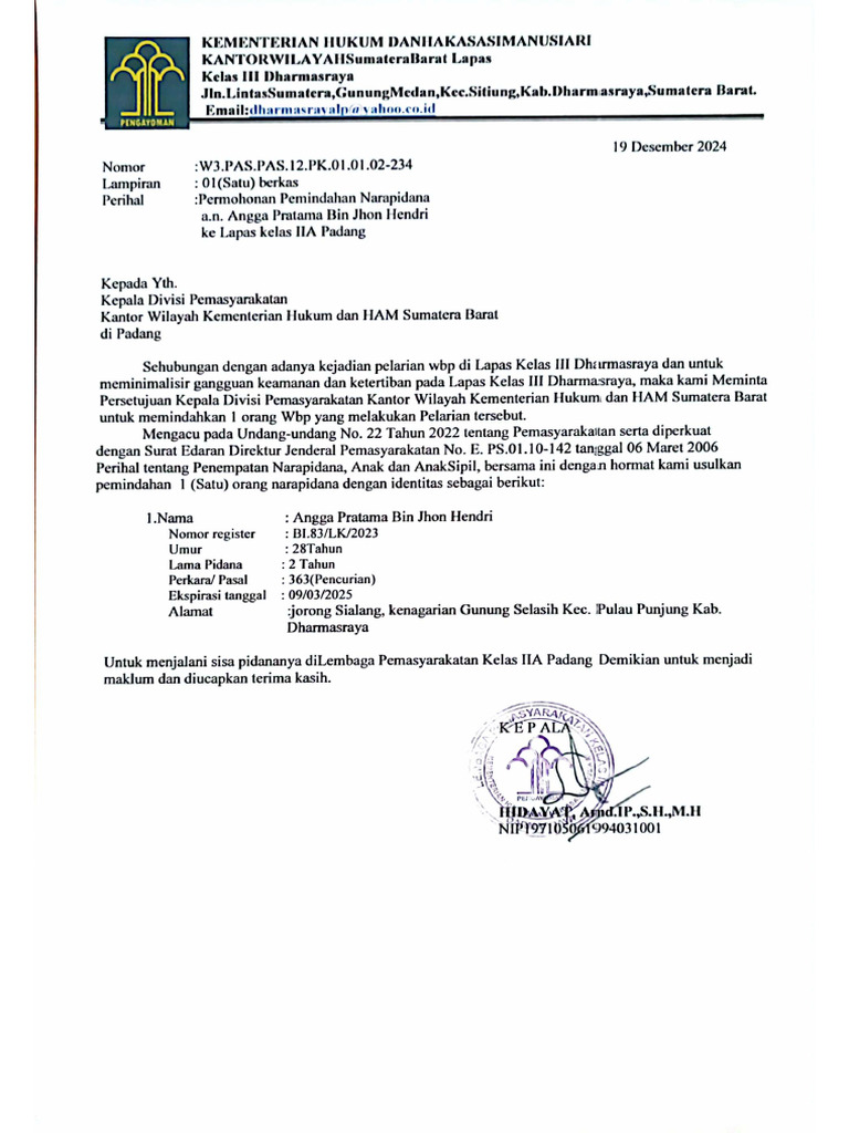 permohonan pindah Angga | PDF