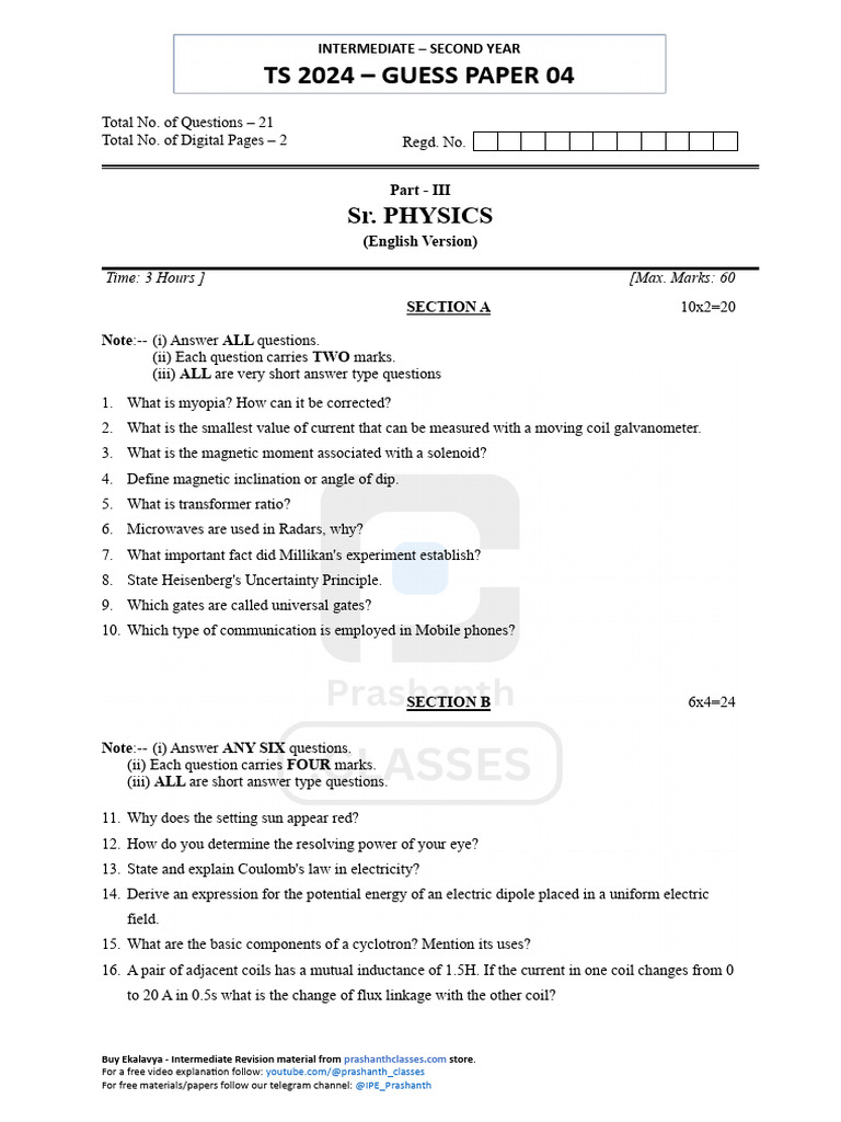 Sr Physics - GP 04 (TS) | PDF | Inductor | Physics