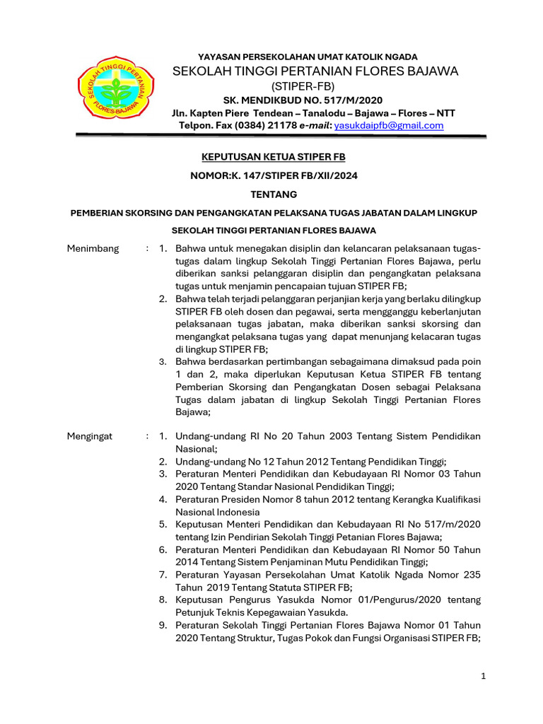 SK Skorsing & Pengangkatan PLT 2024 | PDF