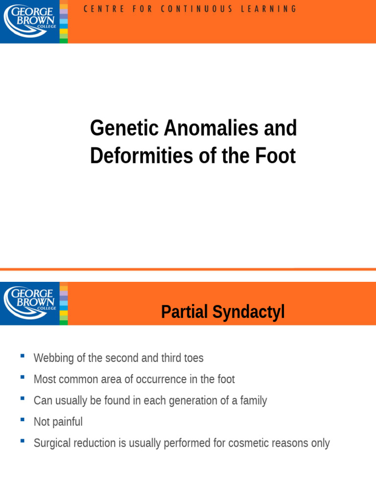 Genetic Anomalies Deformities | PDF | Toe | Foot