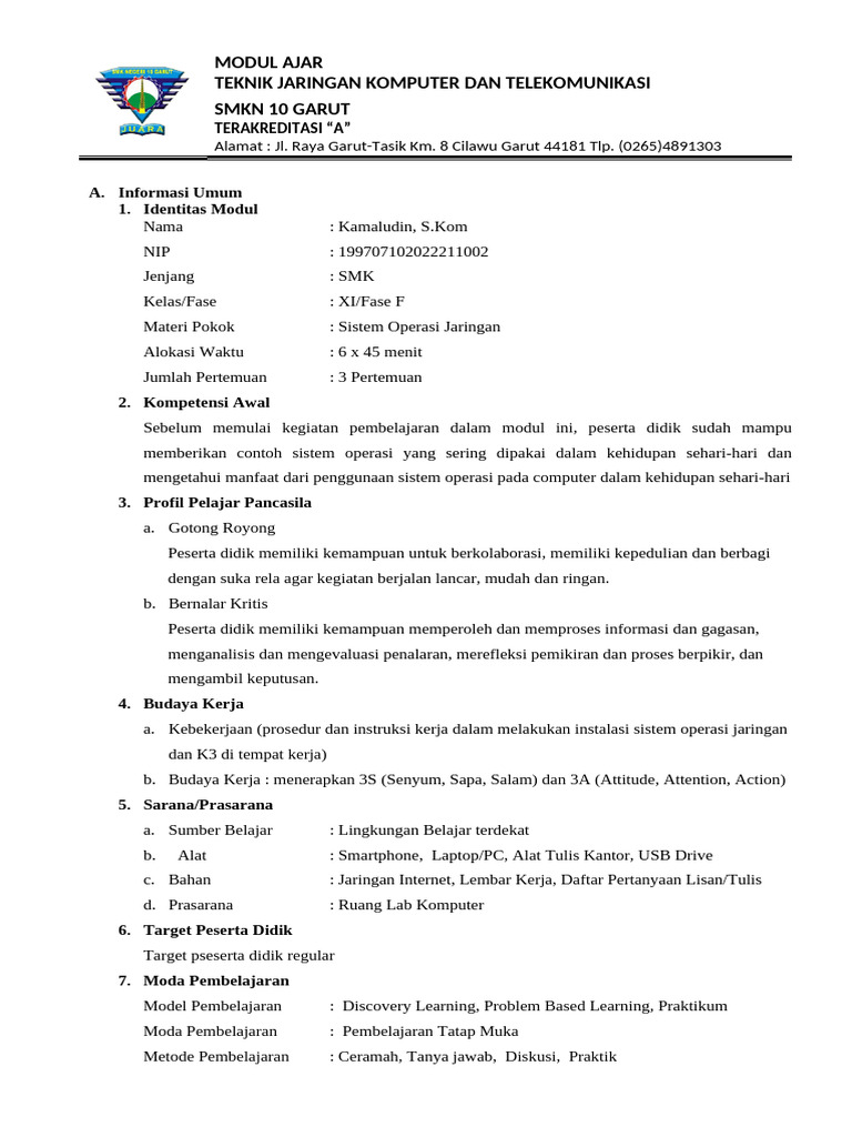 Modul Ajar-Tjkt Asj Soj | PDF