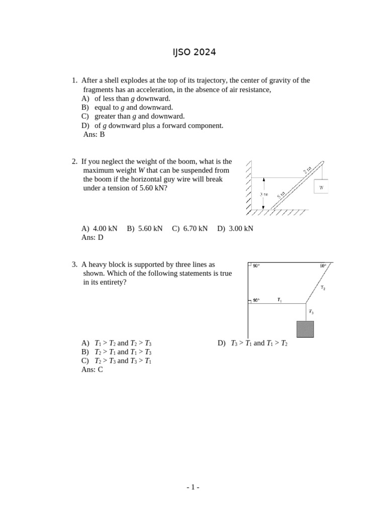 IJSO 2024 Physics Question Paper | PDF | Pressure | Density