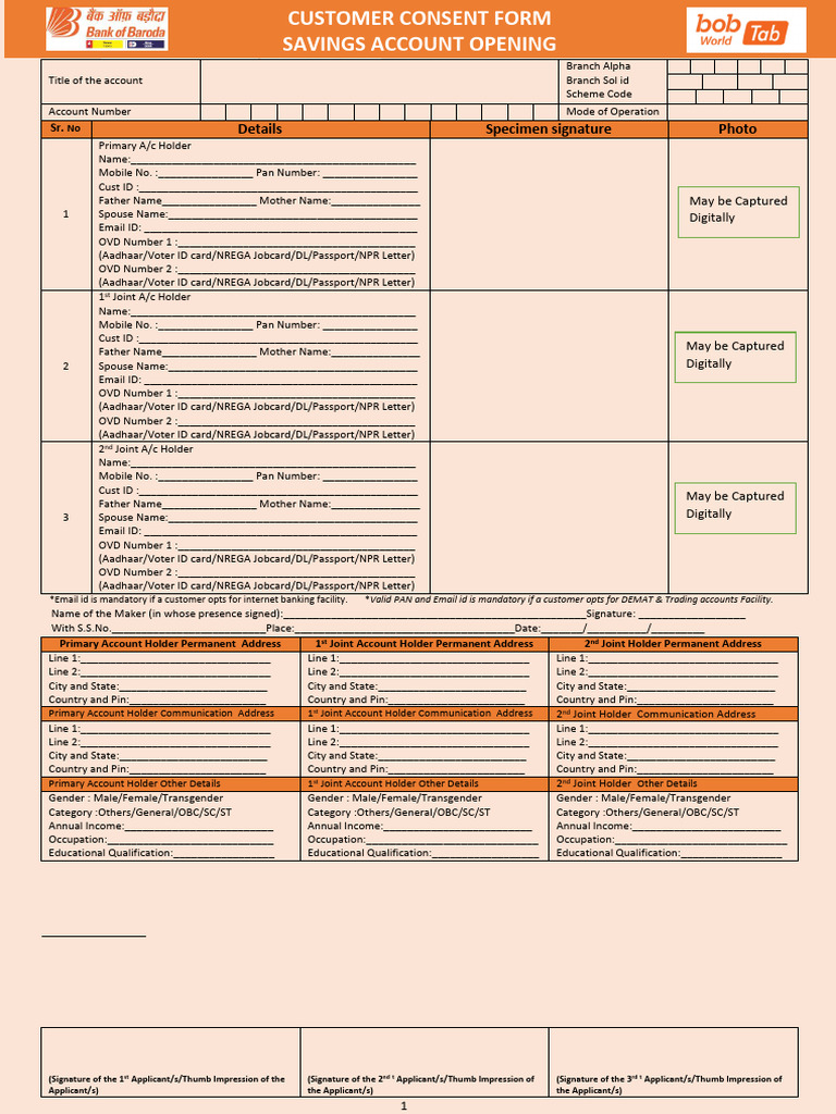 2 Pager Consent Form TAB SB | PDF | Banks | Identity Document