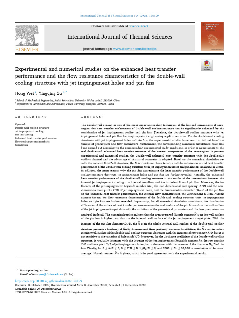 Enhanced Heat Transfer in Double-Wall Cooling | PDF | Heat Transfer ...