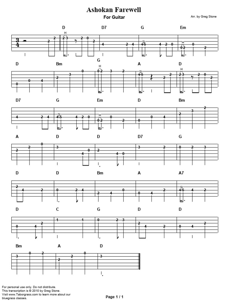 Ashokan Farewell Guitar Tab | PDF