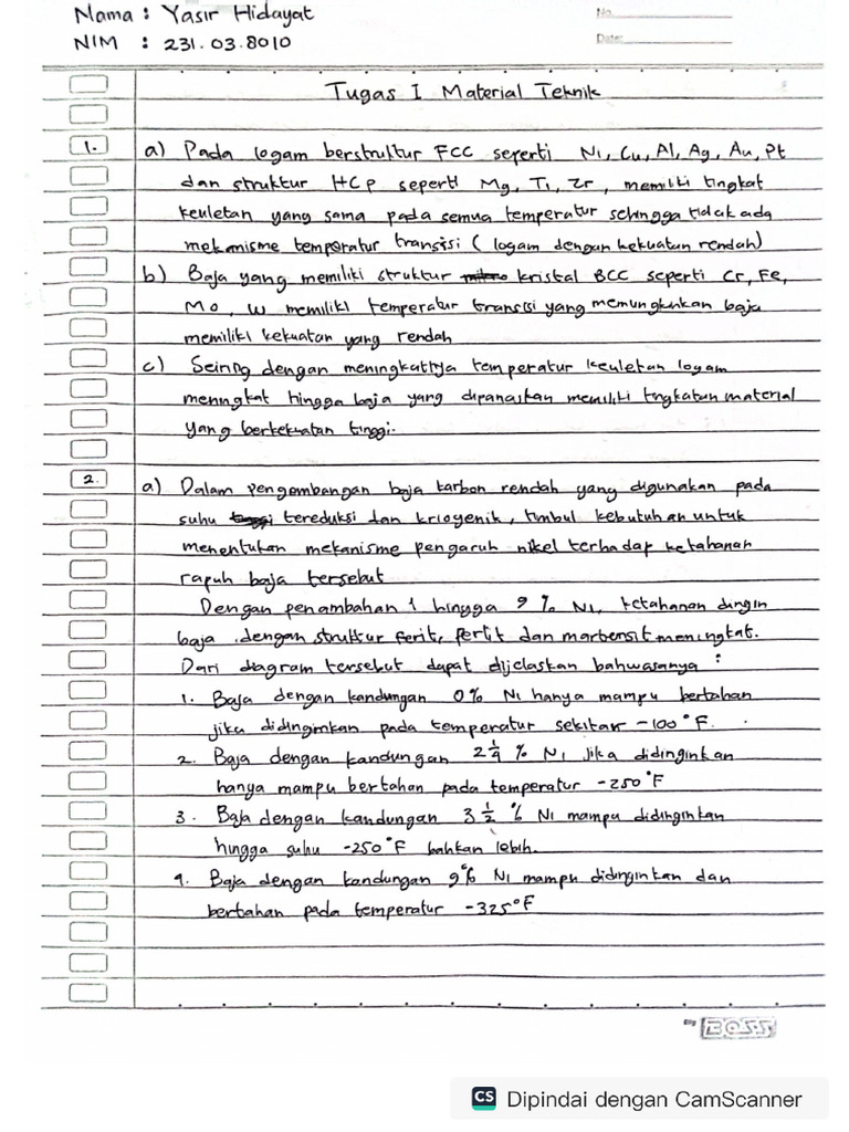 Tugas 1 - Matek - Yasir H (231038010) | PDF