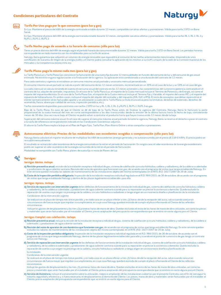 naturgy_condiciones_generales_contrato | PDF | Presupuesto | Radiador