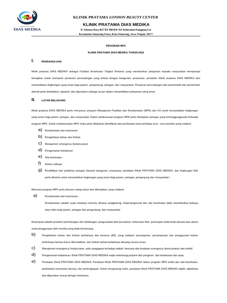 PROGRAM MFK KLINIK | PDF