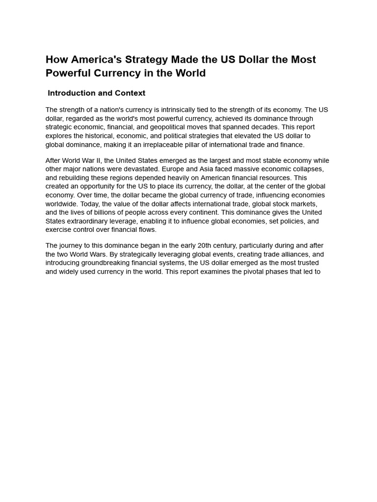 US DOLLAR | PDF | United States Dollar | Bretton Woods System