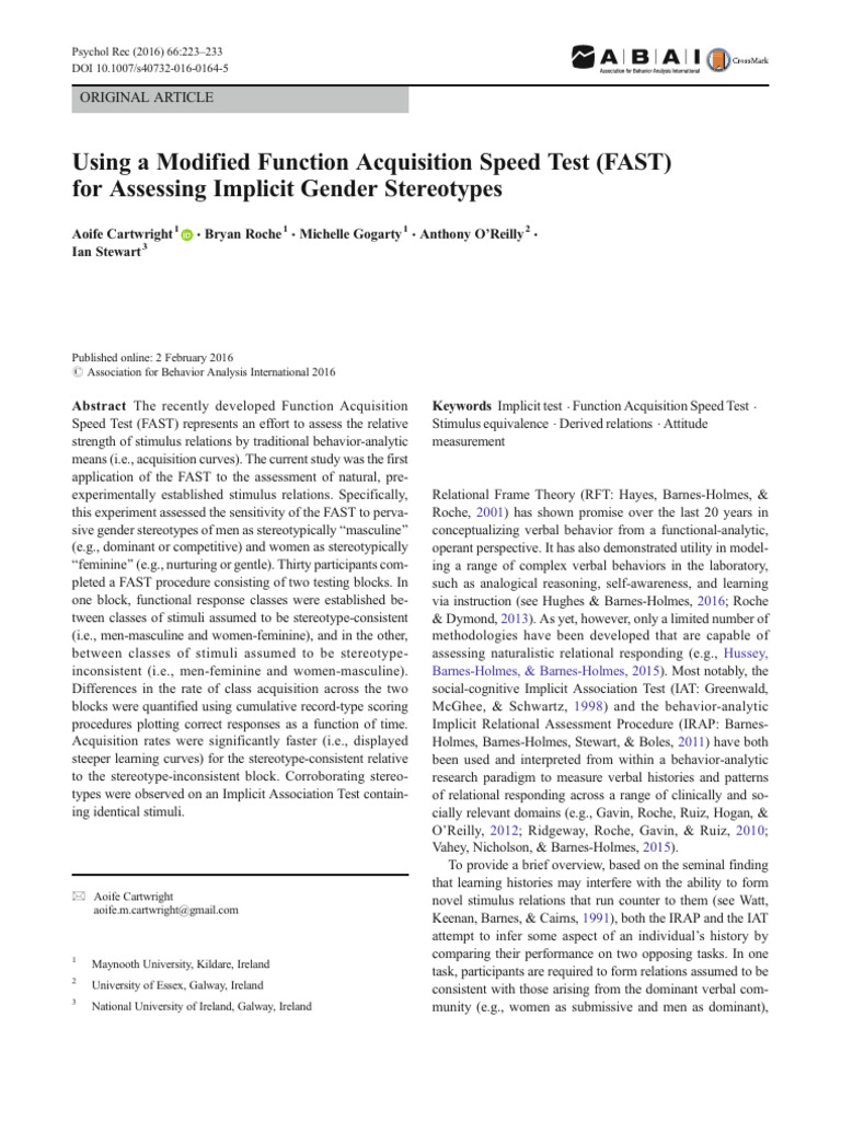4 - Using A Modified Function Acquisition Speed Test (FAST) For ...