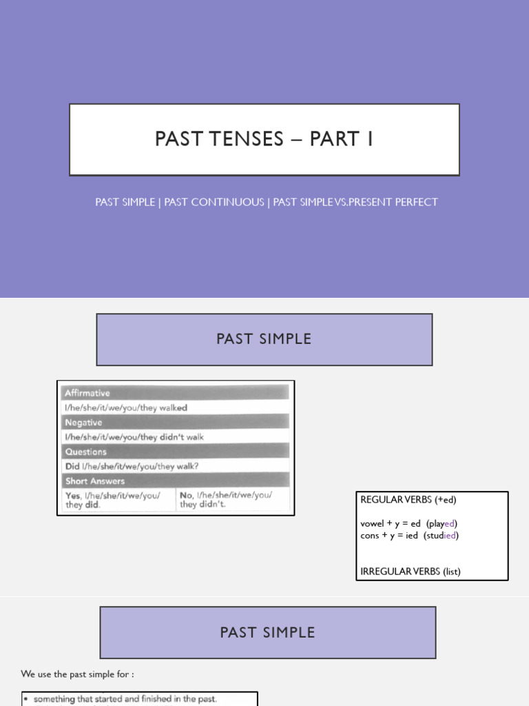 Understanding Past Tenses in English | PDF