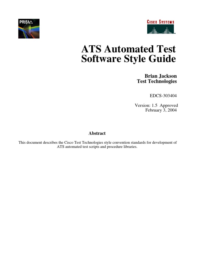 ATS Automated Test Software Style Guide: Brian Jackson Test ...