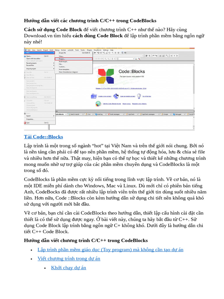 Hướng dẫn viết các chương trình C bằng codeblog | PDF