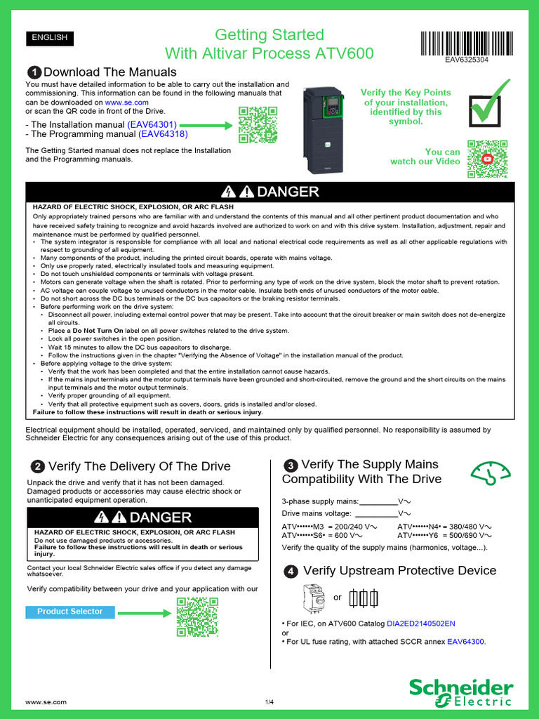 ATV600 Installation Guide Overview | PDF | Direct Current | Mains ...