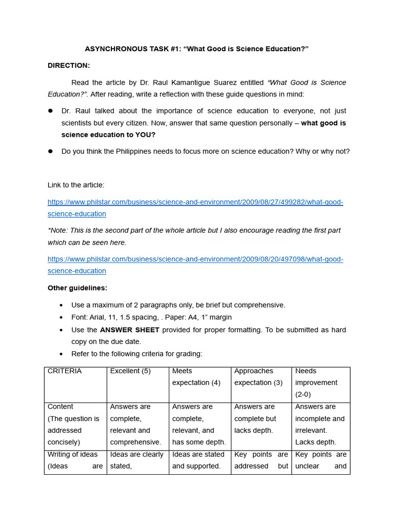 Async Task 1 Instruction and Rubrics | PDF | Cognitive Science | Linguistics