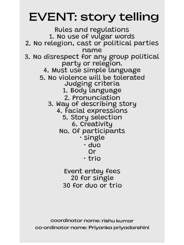 Story Telling Rules - Priyanka Priydarshini | PDF