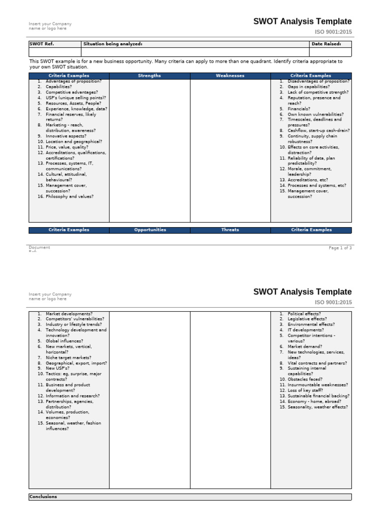 05 SWOT Analysis Template | PDF | Swot Analysis | Business