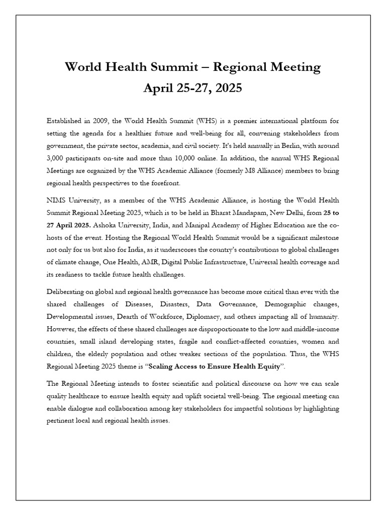 WHS RM Concept Note With Session Overview | PDF | Health Equity ...